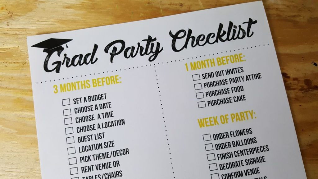 Graduation Party Printable Checklist - Mooshu Jenne